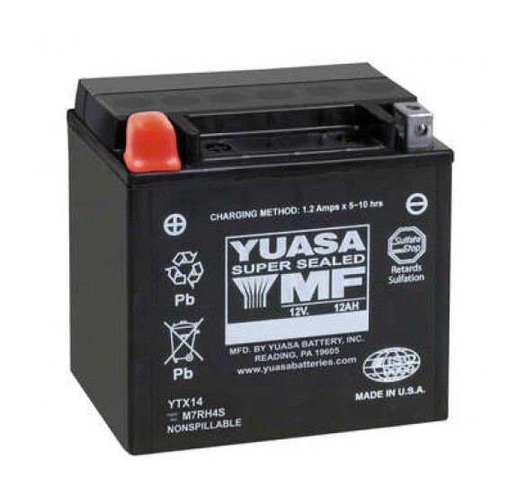 Yuasa YTX14H Factory Activated AGM High Performance Battery - RevZilla