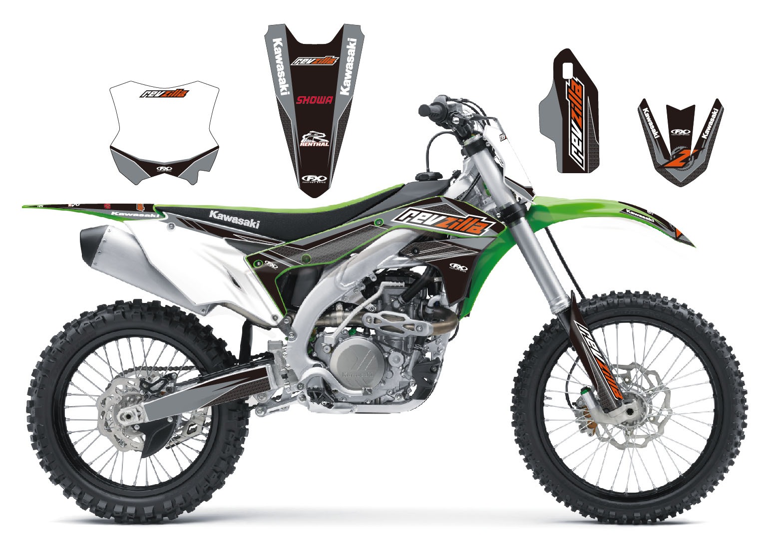 Factory Effex Complete RevZilla Graphics Kit Kawasaki KX450F 2009-2011 ...