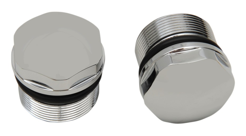 Drag Specialties Domed Fork Tube Caps For Harley 1988-2007 - RevZilla