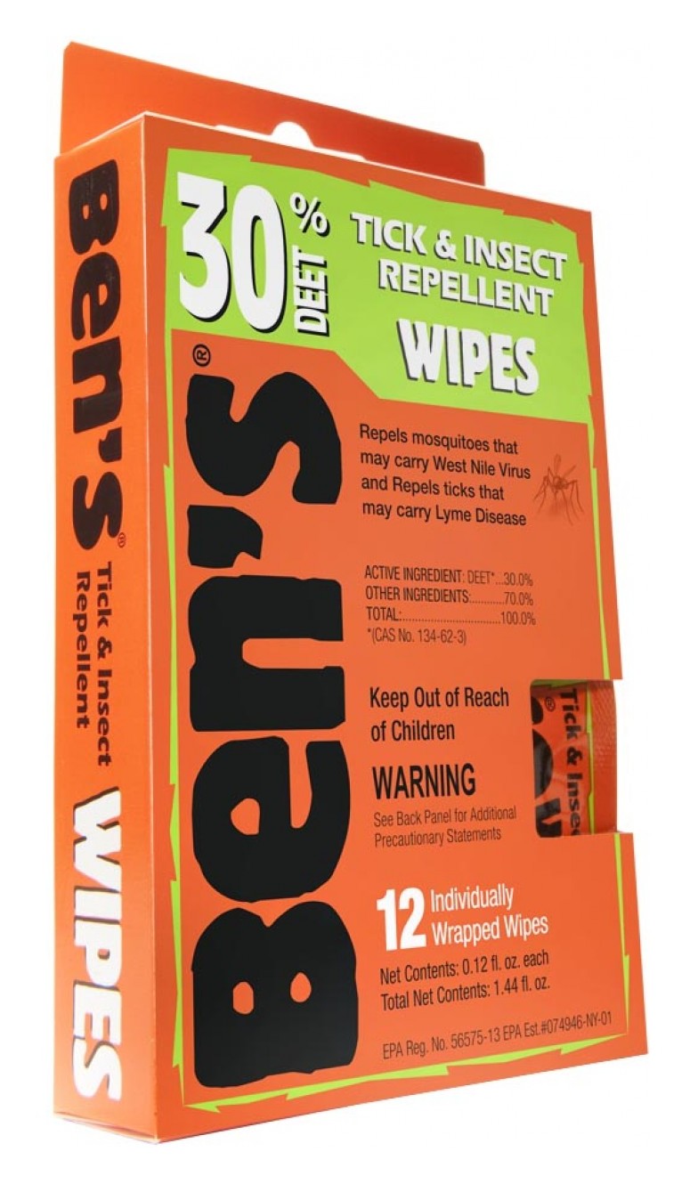 Ben's 30% DEET Tick & Insect Repellent Wipes - RevZilla