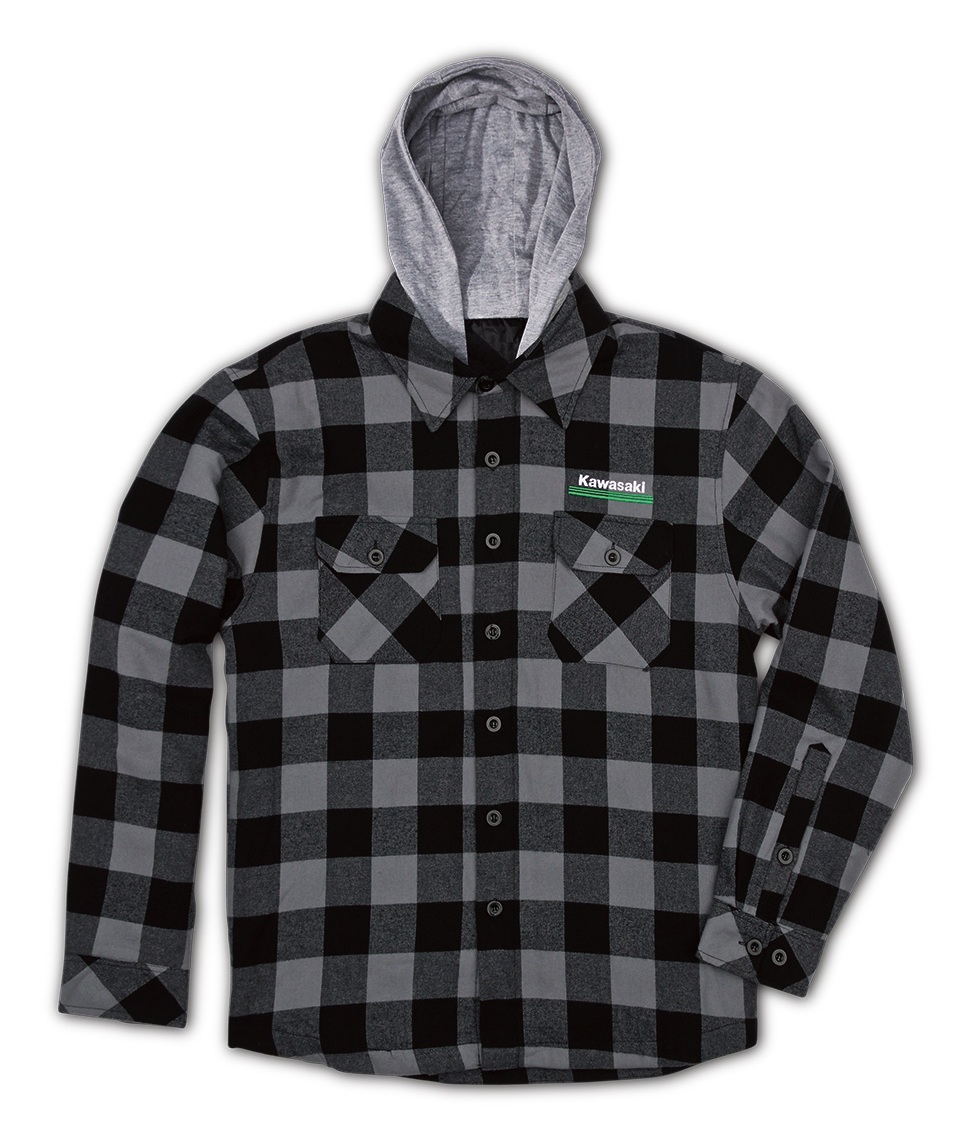 Kawasaki Three Green Lines Flannel Jacket - RevZilla