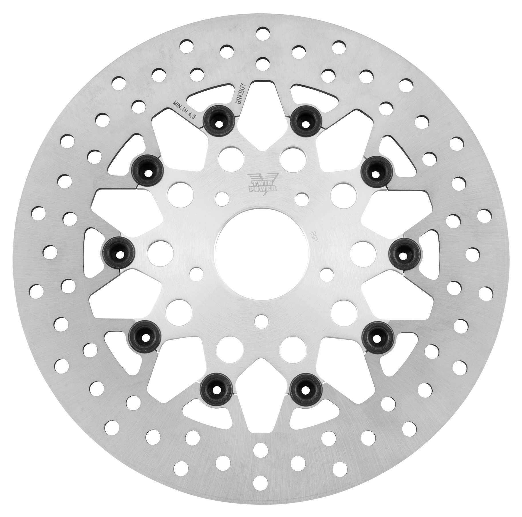 Twin Power Silver Floating Mesh Front Rotor For Harley 1984-2017 - RevZilla