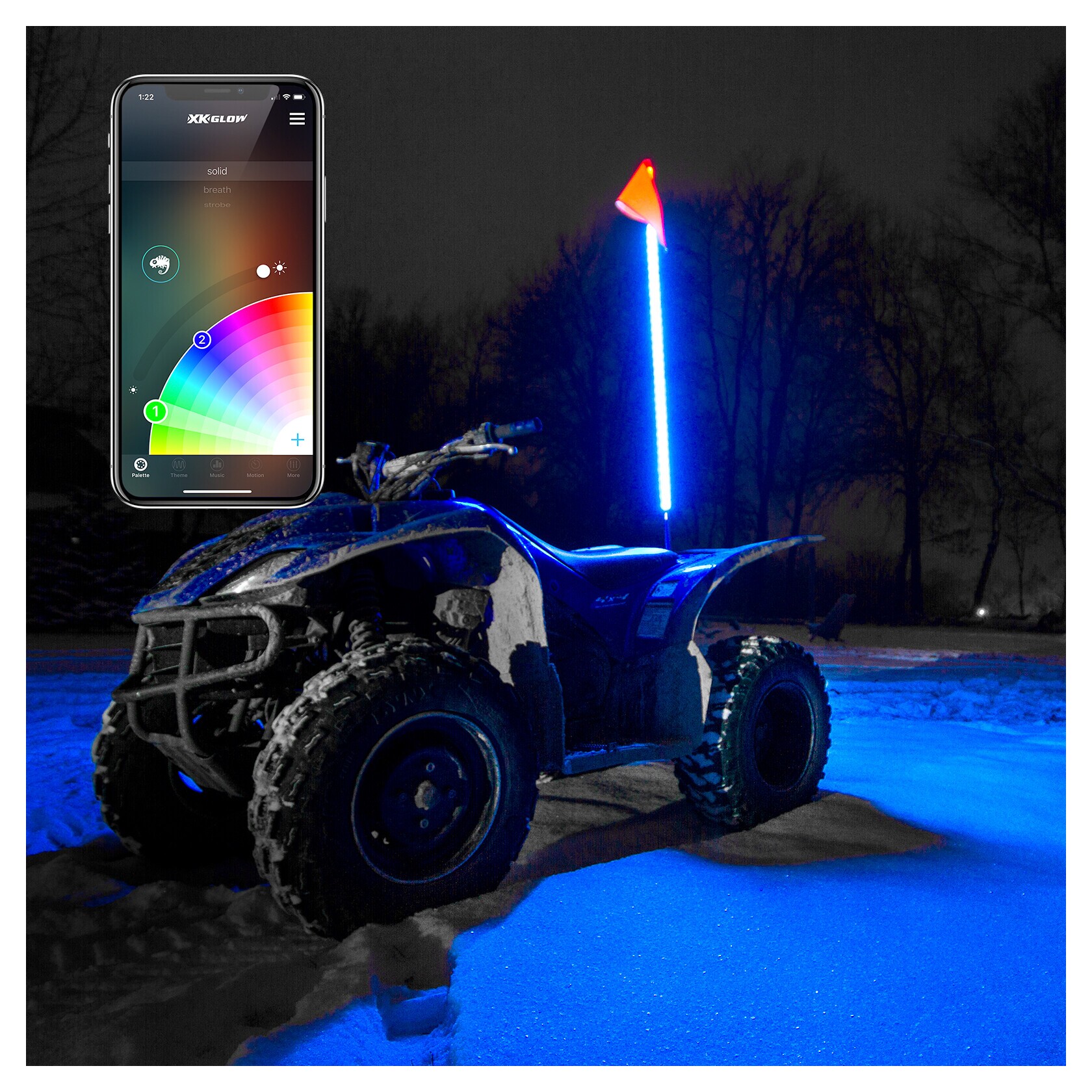 XKGlow 2nd Gen 1-Piece 48" Whip with XKCHROME Controller - RevZilla