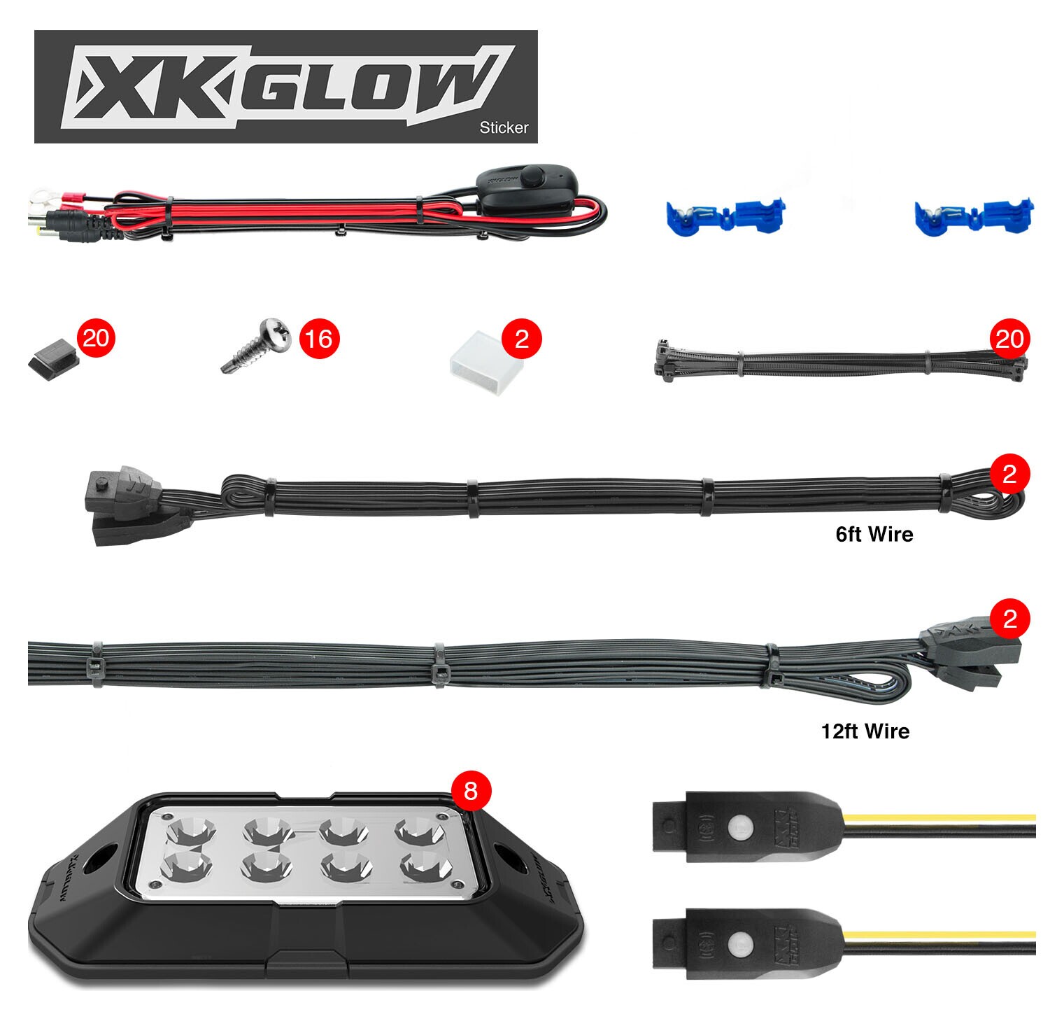 XKGlow 8 Piece RGB Rock Light Kit - RevZilla