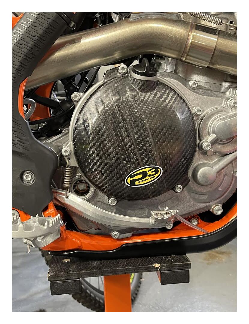 P3 Carbon Fiber Clutch Cover Protector KTM 450cc-500cc 2015-2022 - RevZilla