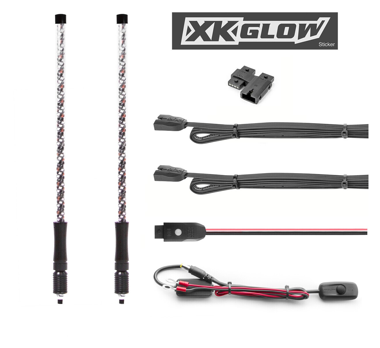 XKGlow 2nd Gen 2-Piece 32" Whip Kit with XKCHROME Controller - RevZilla