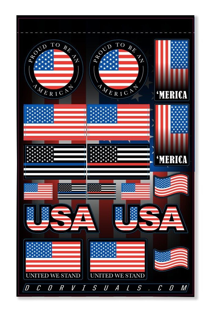 D'COR Visuals USA Sticker Sheet - RevZilla