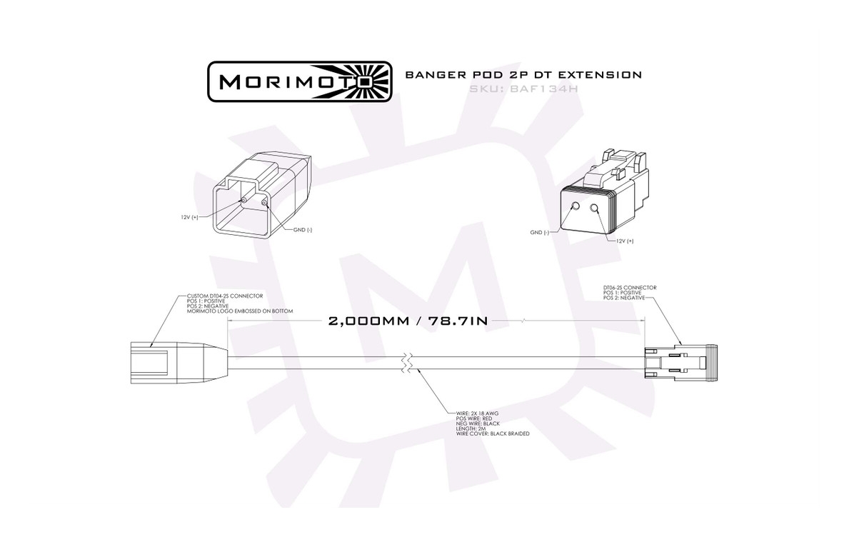 Morimoto 2-Pin Extension Harness For 1 / 2 / 4Banger Pod Lights - RevZilla