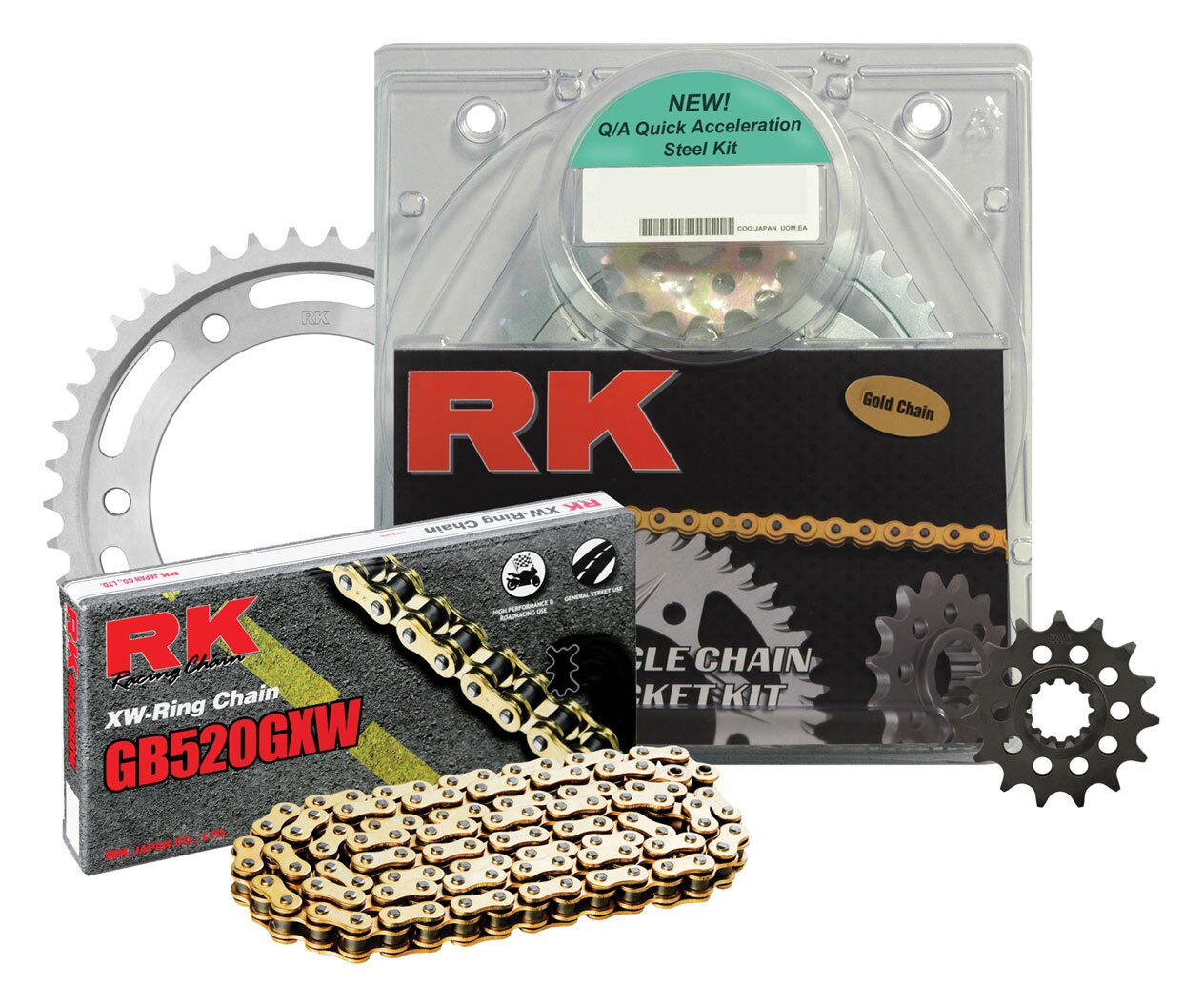 RK 520 GXW Steel Quick Acceleration Chain and Sprocket Kit Yamaha YZF ...