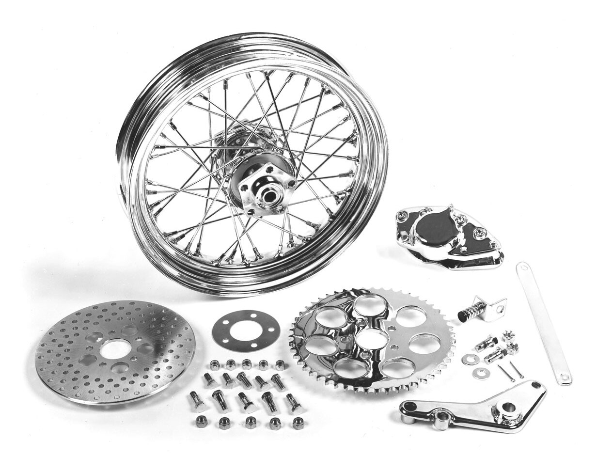 V-Twin Mfg. 16" x 3.00" Rear Wheel Kit with Caliper For Harley FL FX ...
