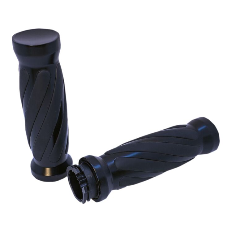Pro-One Billet Twisted Rubber Grips For Harley 1983-2022 - RevZilla
