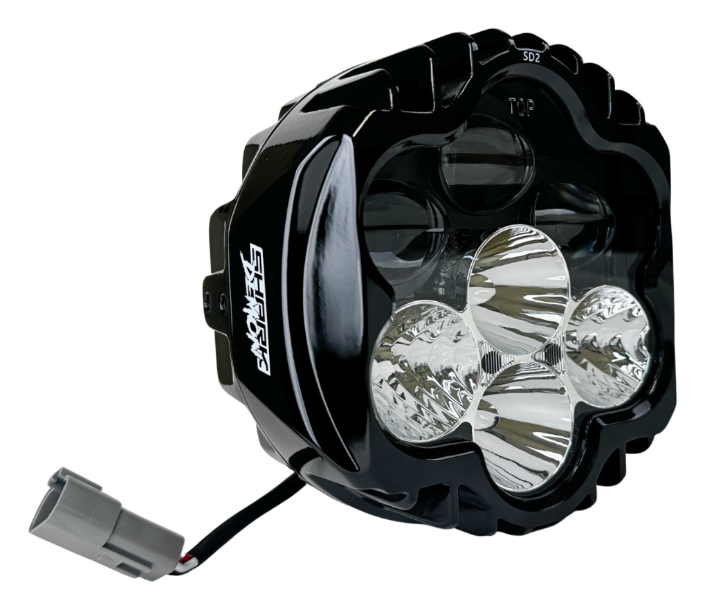 Custom Dynamics 5 3/4" Shark Demon 2 Headlight With Pedestal Mount - RevZilla