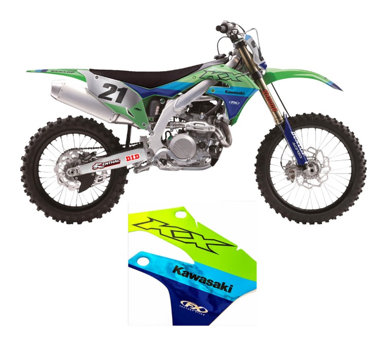 Factory Effex Candy Chrome Shroud / Airbox Graphics Kit Kawasaki KX250 ...
