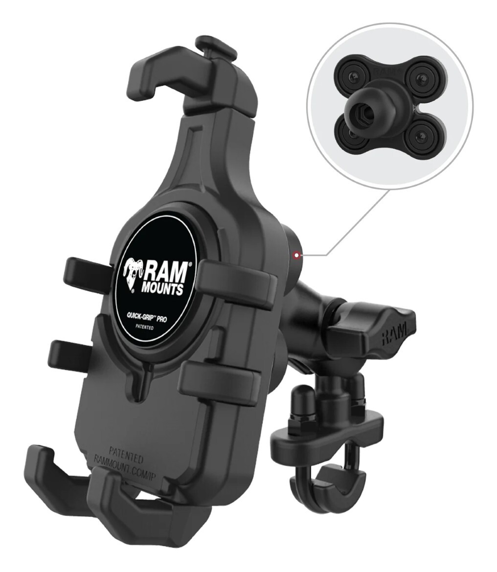 RAM Mounts Quick-Grip Pro Handlebar U-Bolt Mount With Vibe-Safe - RevZilla